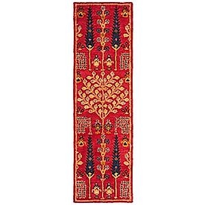 SAFAVIEH Heritage Collection Runner Rug - 2'3" x 12', Red & Multi, Handmade Traditional Oriental Wool, Ideal for High Traffic Areas in Living Room, Bedroom (HG418Q)