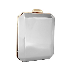 Reberomantic Women Metal Handbag Chain Geometric Evening Clutch Purse (A-silver)