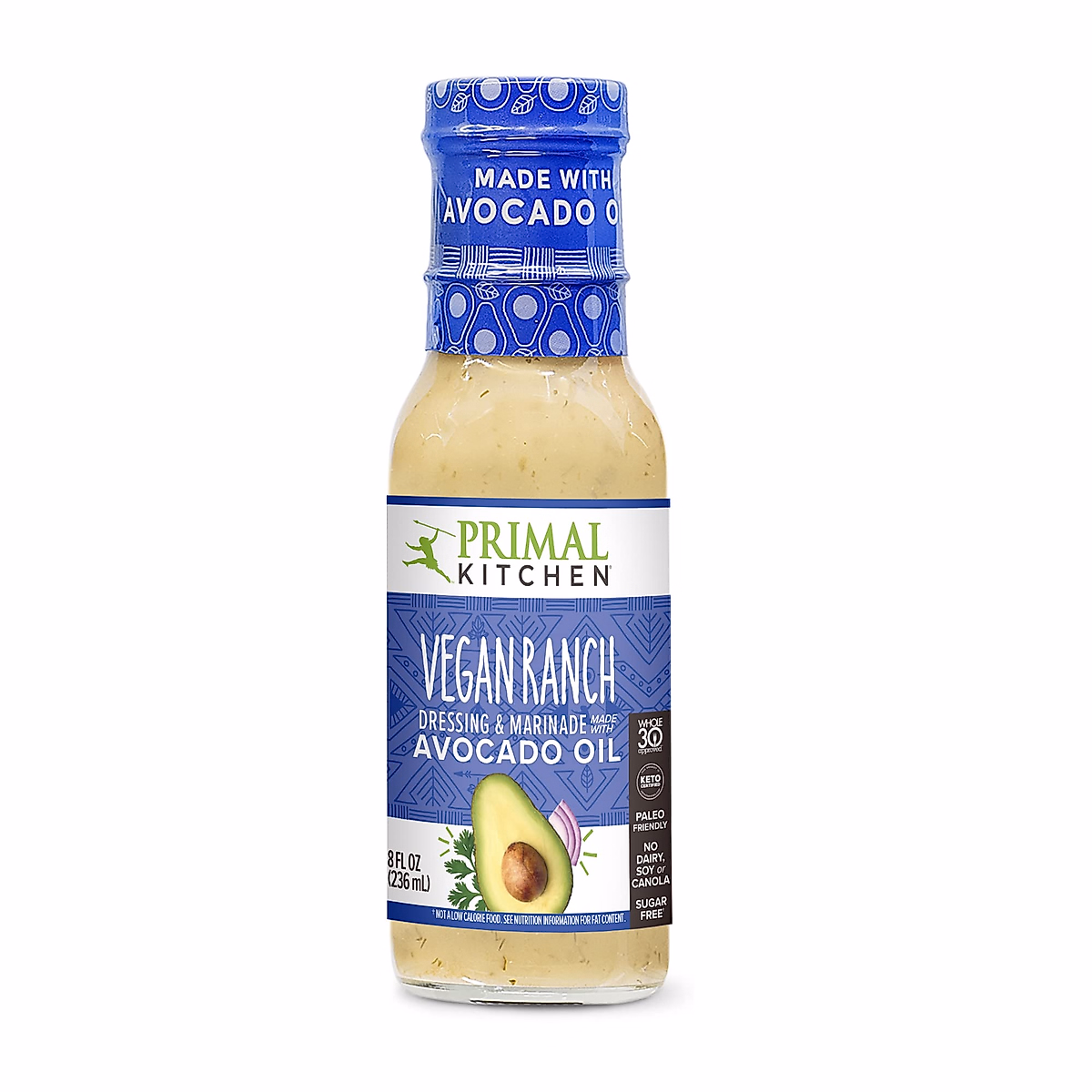 Primal Kitchen Vegan Ranch Salad Dressing & Marinade made with Avocado Oil, Whole30 Approved, Paleo Friendly, and Keto Certified, 8 Fluid Ounces