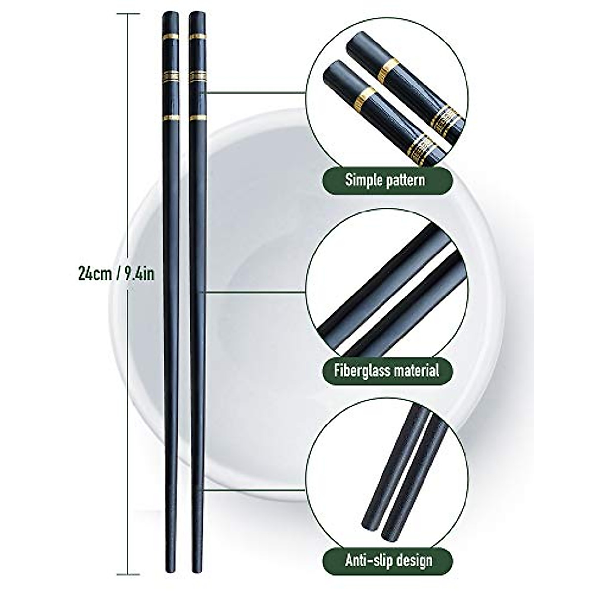 YUNDUOJIA Glass Fiber Chopsticks-Reusable Japanese-style, Chinese-style and Korean-style Chopsticks, Dishwasher-safe, ï¼ˆ2 Pairs Gift Setï¼‰