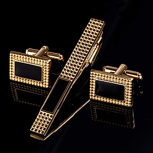 Barry.Wang Mens Cufflinks Tie Clip French Stylish Cuff Links Wedding Shirts Cuff Buttons Elegant Gift Necktie Pin