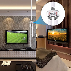Justech 2 Way Coaxial Cable Splitter 5-2500MHz Frequency Range with 2 Cable for Sky Box CATV, Satellite TV, MoCA Configurations Telewest Eurovox Starview Dreambox