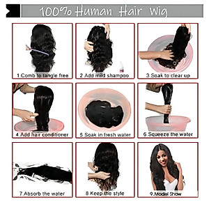 Water Wave Lace Front Wigs Human Hair Pre Plucked Baby Hair HD Transparent Wet and Wavy Lace Wigs 180% Density Brazilian Glueless 13x4 Water Wave Lace Frontal Wig Natural Hairline Natural Black 20Inch