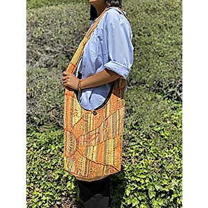Orange Embroidered Peace and Sunrise Sling Boho Purse Handbag