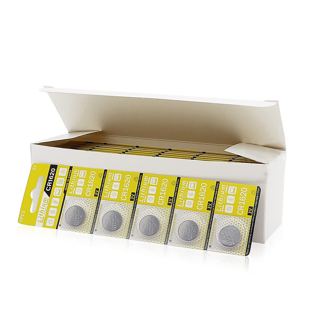 Cotchear 5Pcs CR1620 Coin Batteries 3V Electronic Button Lithium Battery Cell CR1620 DL1620 5009LC for Watch Toy Remote