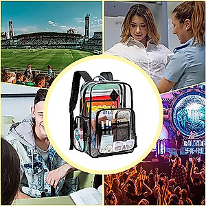 ASKSKY Clear Backpack Heavy Duty, PVC See Through Backpack for School Stadium Approved Transparent Backpack, Black