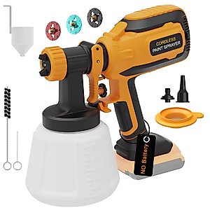 Cordless Paint Sprayer for Dewalt 20V MAX Battery, Electric HVLP Spray Paint Gun with 1200ML Container, Easy to Clean,3 Patterns for Fence, Cabinets, Wall etc. DL05 (Battery Not Included)