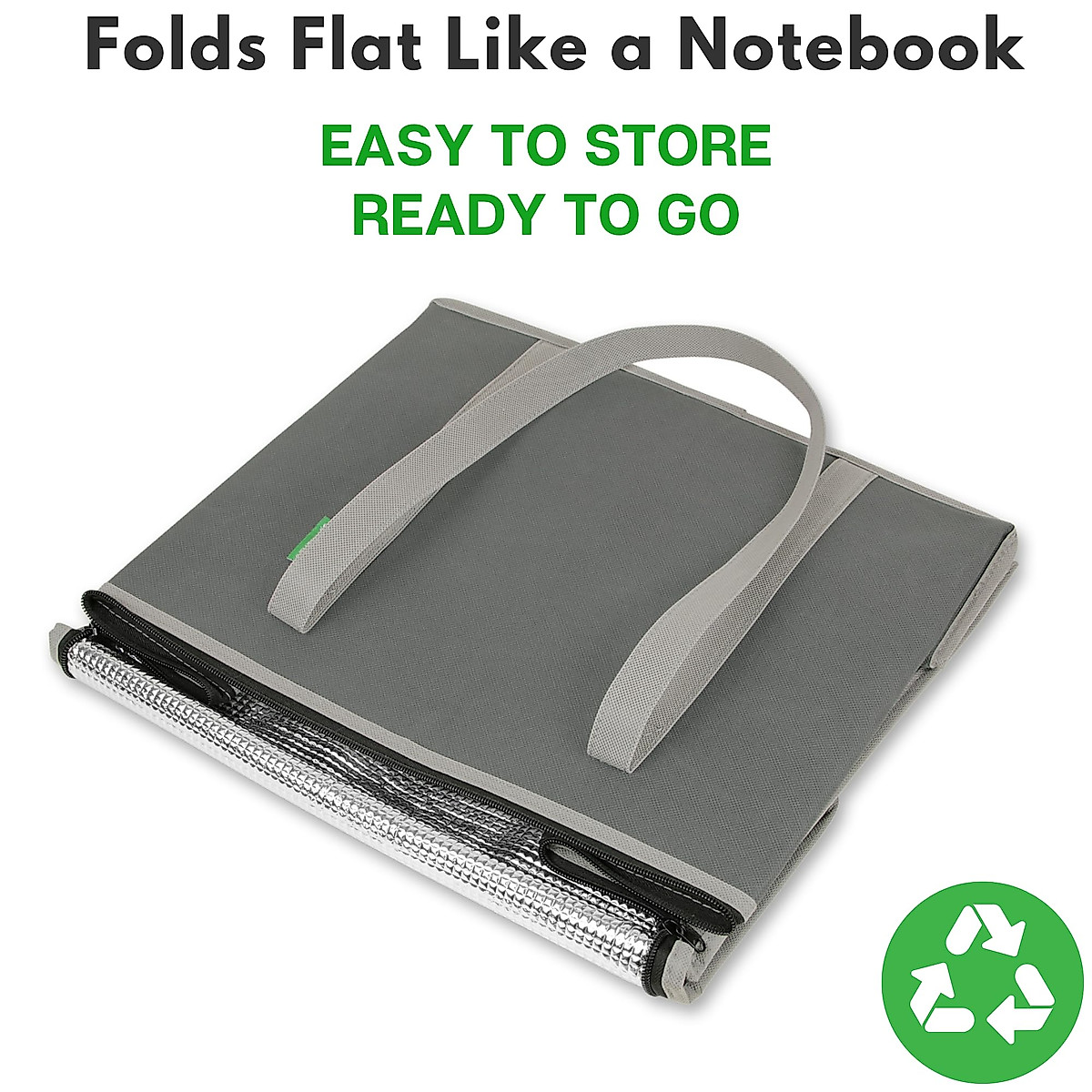 XL Insulated Reusable Grocery Bags (2-Pack) - Premium Quality Cooler Bags with Hard Bottom Insert - Stands Upright, Machine Washable, Sturdy Zipper - Insulated Bag for Hot or Cold, Food Delivery Bag