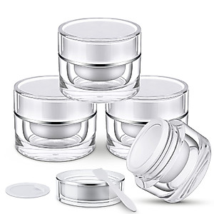 Cosywell 4pcs 0.5oz Plastic Cream Jars 15 Gram Clear Lotion Travel Containers with Lids Leak Proof Wide Mouth Moisturizer Container for Creams Beauty Products Cosmetics Powder Jewelry (0.5oz, Clear)