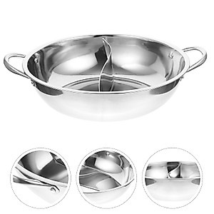 mandarin pot hot pot divided pan stainless steel sauce pan with lid fry pan with lid stainless steel fry pan korean cookware Stainless Steel Pot Household Cooking Utensil Suki
