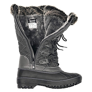 DREAM PAIRS Women's DP Warm Faux Fur Lined Mid Calf Winter Snow Boots,Size 10,Grey,DP-AVALANCHE