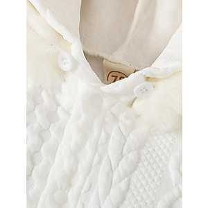 MIEKISA Baby Boys and Girls Winter Long Sleeve White Hooded Romper Infant Outfit (White, 3-6M)