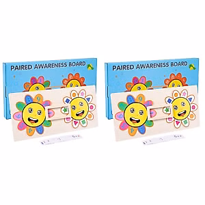 TOYANDONA 2 Sets Flower Matching Puzzle Kid Learning Toys Kids Wooden Toys Kids Number Matching Puzzles Cognitive Toys for Kids Wooden Puzzle Kids Sports Toys Educational Board Toy Kids Toy