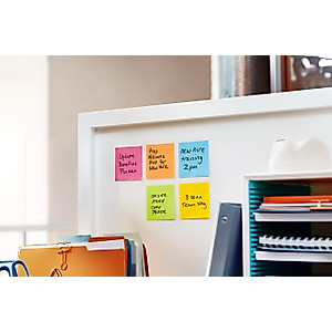 Post-it Super Sticky Notes, 4 in x 4 in, 6 Pads, 2x the Sticking Power, Energy Boost Collection, Bright Colors, Recyclable (675-6SSUC)