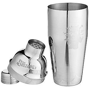 5 pc. Cocktail Shaker Bar Set by Tom Bullock's, The Original Tastemaker: 25 oz Stainless Steel Shaker, Double Measuring Jigger, Stirrer/Mixer Spoon, Strainer and Ice Tongs. Become The Ideal Bartender!