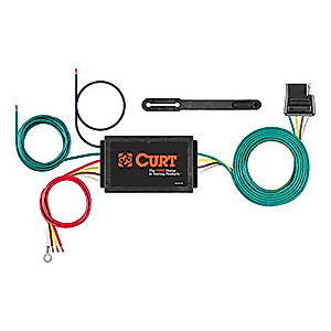 CURT 56190 Powered 3-to-2-Wire Splice-in Trailer Tail Light Converter, 4-Pin Wiring Harness , Black