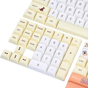 139 Keys Set XDA Profile Custom Keycaps PBT Dye Sublimation ANSI Layout Keycaps Set for Gateron Kailh Cherry MX Switches Mechanical Gaming Keyboards (Shiba Inu with English Characters)