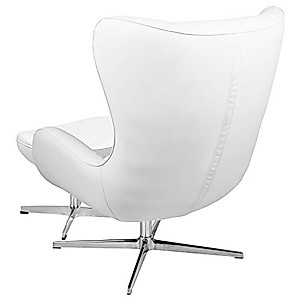 Flash Furniture White LeatherSoft Swivel Wing Chair and Ottoman Set