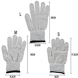 Massage Gloves, Conductive Glove, 1 Pair Conductive Electrode Massage Gloves with Electrode Pads Wires for Beauty Care Equipment (M)