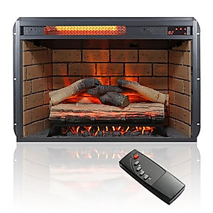 Electric Fireplace 60 Inch Electric Fireplace with Door Sensor Entertainment Center - Dark Country Oak