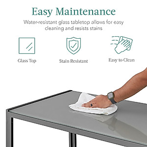 Best Choice Products 5-Piece Glass Dining Set, Modern Kitchen Table Furniture for Dining Room, Dinette, Compact Space-Saving w/Glass Tabletop, 4 Upholstered PU Chairs, Metal Steel Frame - Gray