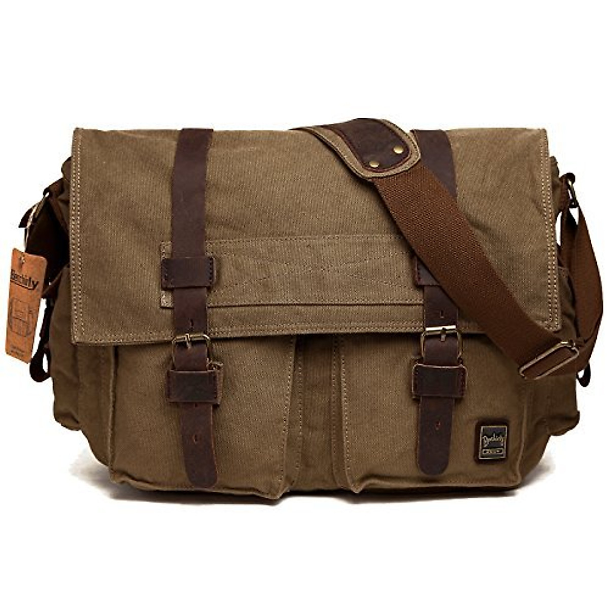 Berchirly 13.3Inch Laptop Bag Vintage Military Man Canvas Messenger Bags For Women Men
