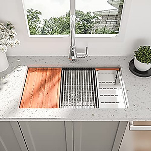 33 Inch Undermount Kitchen Sink - Beslend 33x19 Inch Undermount Sink Ledge Workstation Kitchen Sink Stainless Steel 16 Gauge 10 Inch Deep Single Bowl Kitchen Sink