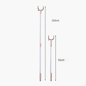 Closet Stick Pole,Closet Hook,Fashion Aluminum Alloy Telescopic Extending Reach Stick Clothes Poles/Rod/Hanger/Fork/Rail/Hooker/Stick for Clothes Rack/Closet/Ceiling/Shelf (Lotus Color)