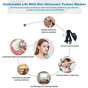 3 in 1 Mini Washing Machine, Ultrasonic Turbine Sterilization Washer, USB Cable Portable Washing Machine, Convenient for Camping Travel Business Trip (Black)