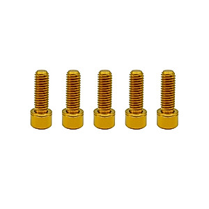 RISON Titanium M5 x 18mm Bicycle Screws Allen Hex Socket Head Bike Bolts Gold Bolts with Washer 5PCS
