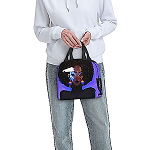 Granbey Reusable Lunch Bag African American Black Girls/Women Insulated Lunch Bags for Work School Lunch Box for Kids LunchBox for Adults