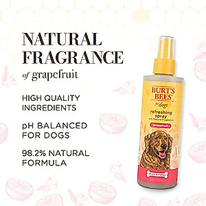 Burt's Bees for Dogs Refreshing Spray with Natural Grapefruit Fragrance Natural Dog Deodorizing Spray, pH Balanced for Dogs, Sulfate & Paraben Free, Made in The USA, 8 oz
