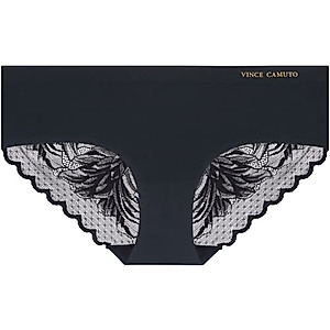 Vince Camuto Women's Underwear ? Seamless Lace Hipster Briefs (3 Pack), Size Medium, Black/Black/Black