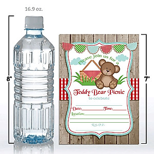 Teddy Bear Picnic Birthday Party Invitations, 20 5x7 Fill In Cards with Twenty White Envelopes by AmandaCreation