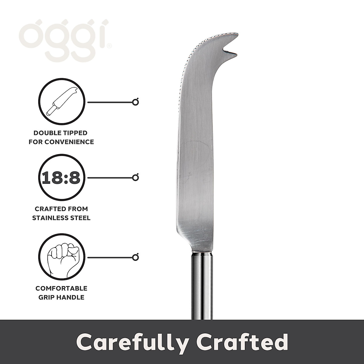 Oggi Bartender Knife, 9.5" / 24cm Bar Knife, Stainless Steel Handle, Double Tipped Stainless Steel Blade, Bar Cart Accessories, Bartender Accessories, Cocktail Kit