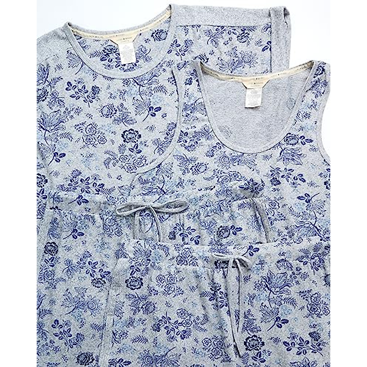 Lucky Brand Women's Pajama Set - 4 Piece Short Sleeve Shirt, Tank Top, Sleep Pants, Lounge Shorts, Size Large, Mini Denim Floral