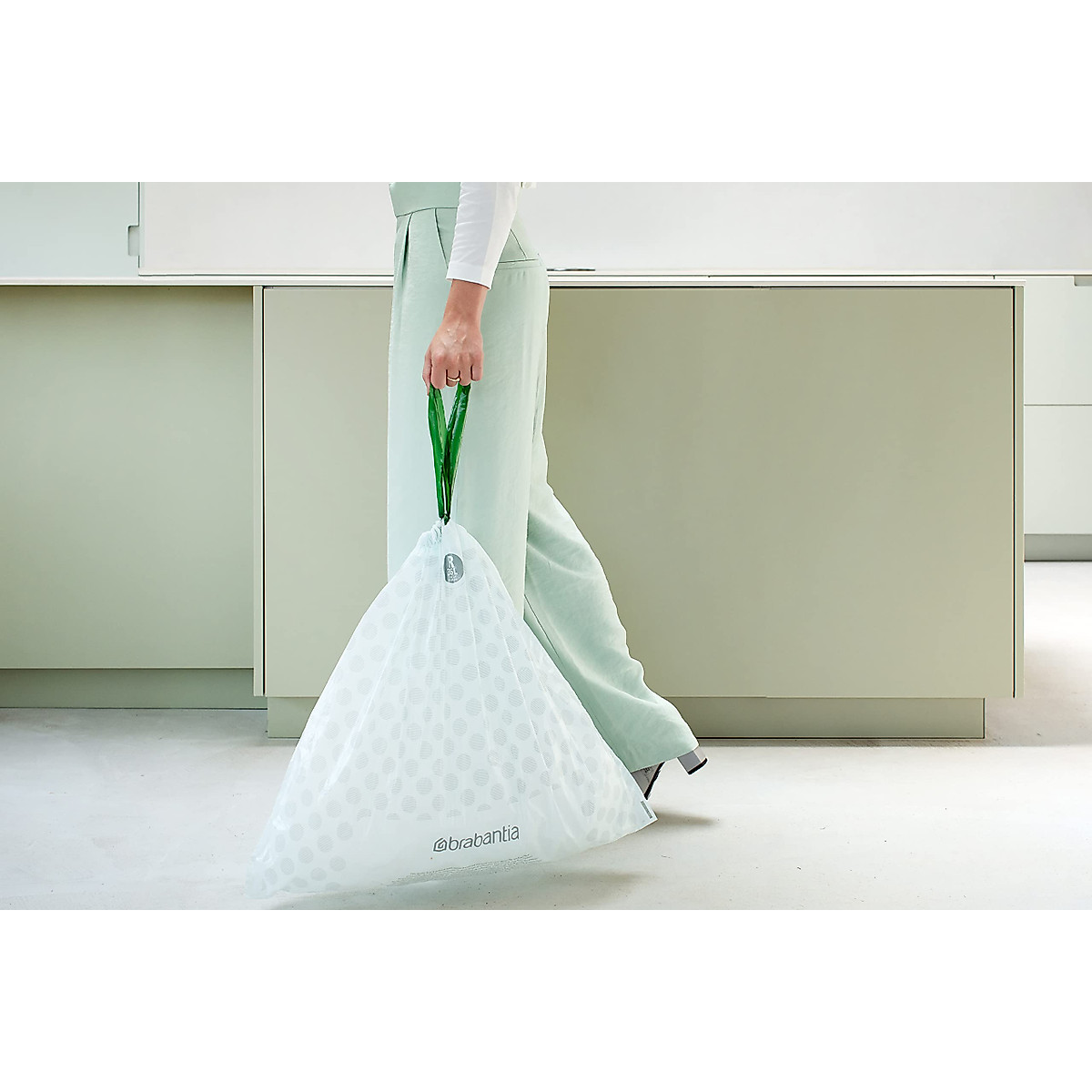 Brabantia PerfectFit Trash Bags (Size B/1.3 Gal) Thick Plastic Trash Can Liners with Drawstring Handles (40 Bags)