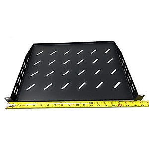 KENUCO Vented Cantilever Universal Rack Shelf, 13.7" Deep, for 19” equipment racks. Heavy-Duty 1.2mm Cold Rolled Steel, 60lbs Capacity (White 1U x 13.7'')