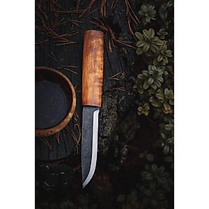 HELLE Knives - Viking - Fixed Blade - Historic Knife - Birch Wood Handle - H3LC Stainless Steel - Stick Tang - Made in Norway