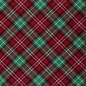 Mook Fabrics Cotton Christmas Plaid, Green/Red, 15 Yard Bolt