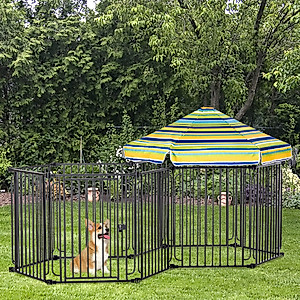PawHut Dog Playpen with Door & Removable Cover for Small & Most Medium Sized Dogs Indoor & Outdoor Use, 47" H