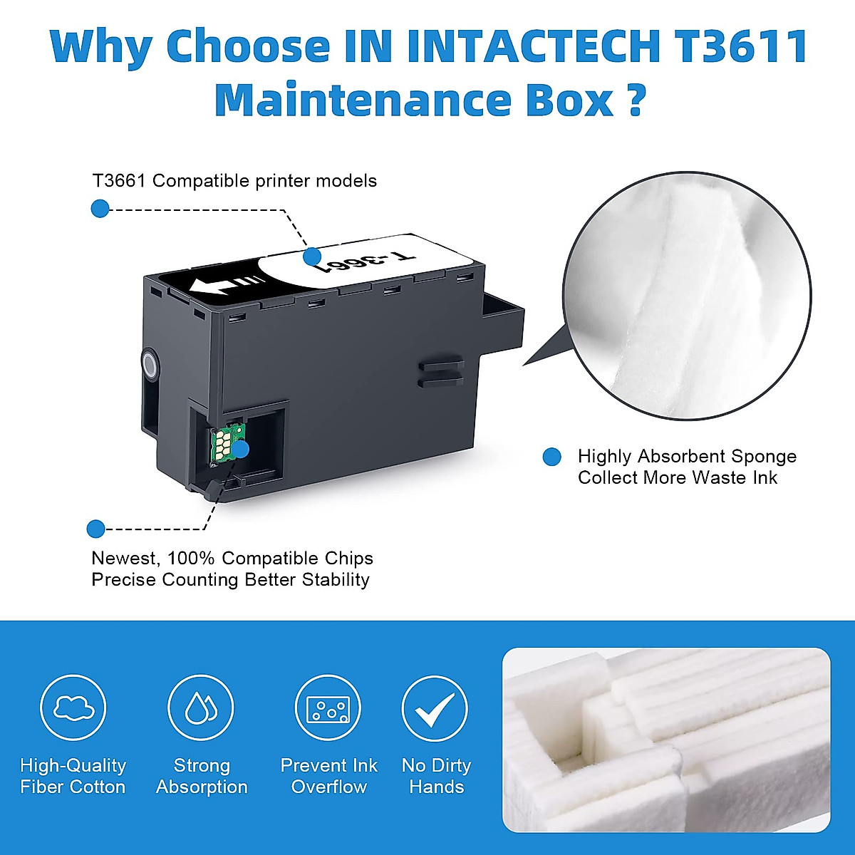 IN INTACTECH T3661 Ink Maintenance Box (T366100 / T366) for XP-15000 XP-6100 XP-970 XP-8600 XP-8700 XP-6000 XP-8500 Expression Premium Photo Printer (2-Pack)