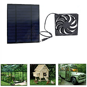 Arsor Solar Powered Exhaust Fan, 10W 12V 2A Wall Mount Ventilation and Cooling Dual Fans Waterproof Window Exhaust Ventilator, Portable Solar Panel Fan Kit for Chicken Coop, Greenhouse, Dog House