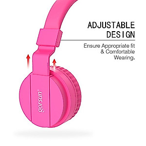 Headphones for Children Lightweight Stereo Folding Wired Headphones for Kids Adults Adjustable Headband Headset for Cellphones Smartphones iPhone Laptop Computer Mp3/4 Earphones (Pink)