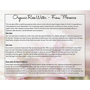 Premium Organic Moroccan Rose Water - 4oz W/Sprayer - Imported From Morocco - 100% Pure (Food Grade) No Oils or Alcohol - Rich in Vitamin A & C Perfect for Hydrating & Rejuvenating Your Face & Neck