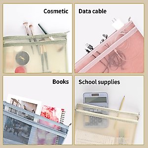 TrueLux 10 Pack Colored Mesh Zipper Pouch Bags, Double-Layer Nylon Puzzle Building Block Sets Toy Storage & Organization, Breathable See Through A4 Zipper Pouch with Handle for School Office Games