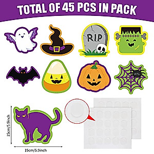 45 Pieces Halloween Bulletin Board Decoration Classroom Cutouts Pumpkin Spider Ghost Witch Hat Candy Cardboard Cutouts Set for DIY School Halloween Home Trick or Treat Party Decorations Supplies