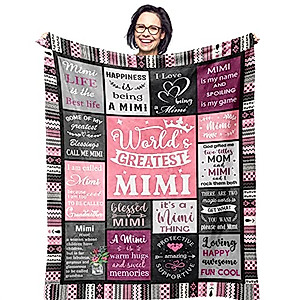 Ruvinzo Mimi Gifts, Mimi Gifts for Grandma, Grandma Birthday Gifts, Great Grandma Gifts for Mimi Grandma, Nana Gifts for Grandma, Grandmother Gift Ideas, Mimi Mother’s Day Gigi Gift Blanket 60” x 50”