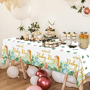 Dinosaur Baby Shower Decorations Tablecloth for Boy - Dino Baby Shower Party Supplies Disposable Waterproof Plastic Table Cover, Dinosaur Theme Baby Boy Table Cloth Decorations 3 Pack (43in x 70in)