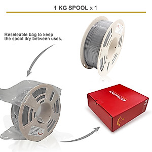 Reprapper Tangle Free Gray PVB Filament for 3D Printer & 3D Pen - Print Like PLA Filament 1.75mm Easy Smoothable Post Polishing with IPA Alcohol Smooth Finish Work Gray 1 kg (2.2 lbs).
